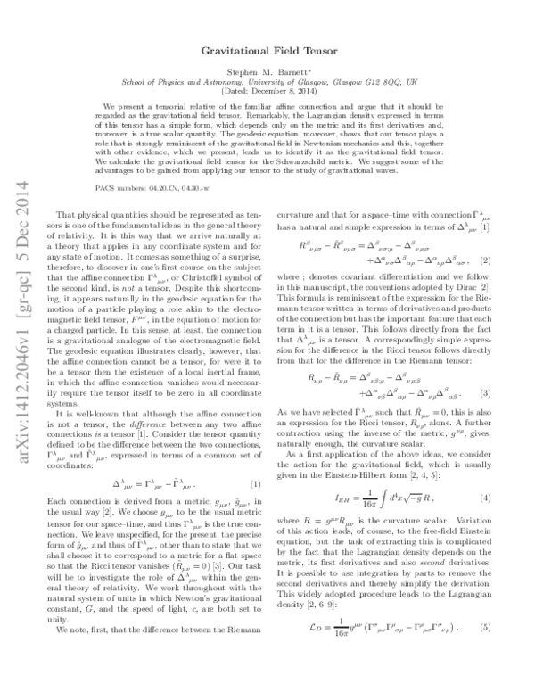 (PDF) Gravitational Field Tensor