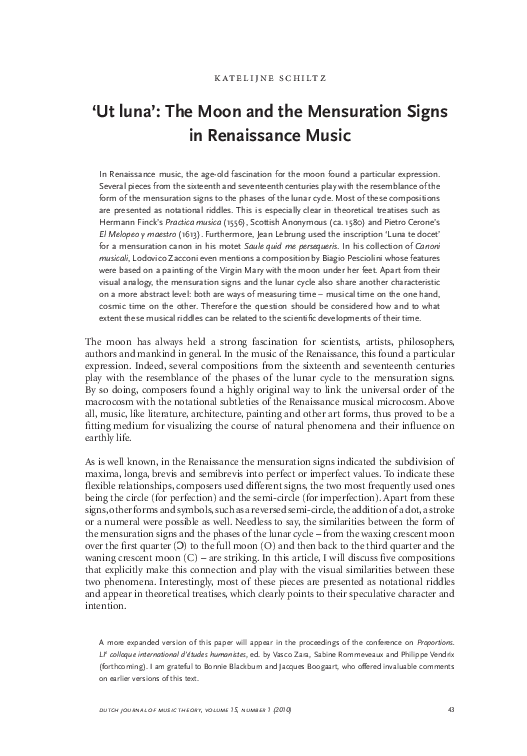 (PDF) "Ut luna" The Moon and the Mensuration Signs in Renaissance Music