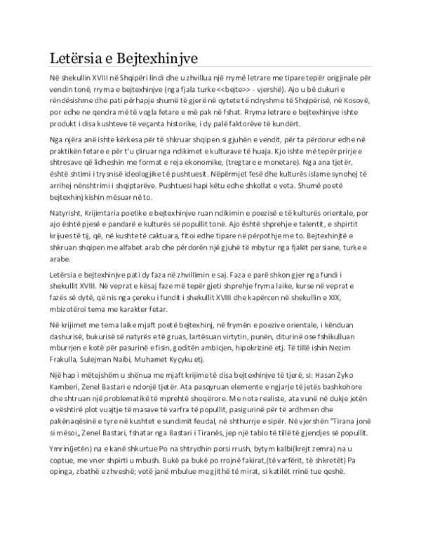 (DOC) Letersia e Bejtexhinjve