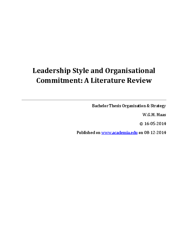 (PDF) Leadership style and organizational commitment: A literature review