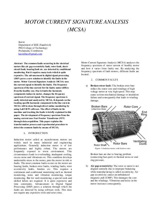 (DOC) MOTOR CURRENT SIGNATURE ANALYSIS