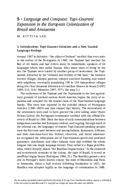 (PDF) Language and Conquest: Tupi-Guarani Expansion in the European ...