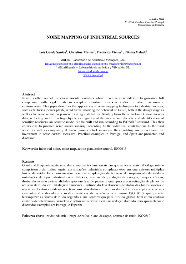 (PDF) NOISE MAPPING OF INDUSTRIAL SOURCES