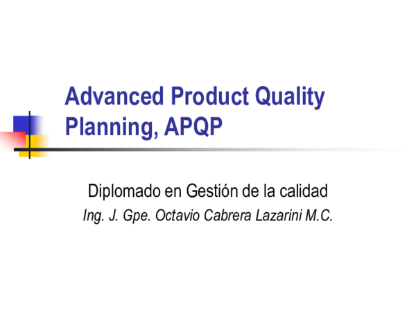 (PDF) Advanced Product Quality Planning, APQP Diplomado en Gestión de ...