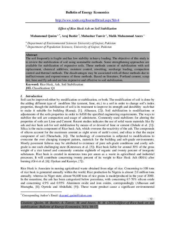 (PDF) Effect of Rice Husk Ash on Soil Stabilization
