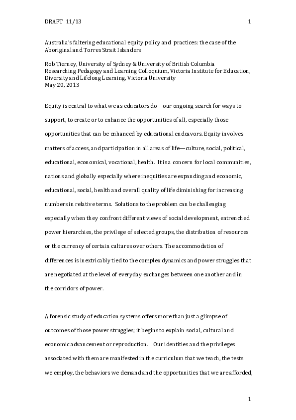 (PDF) Australia’s faltering educational equity policy and practices ...