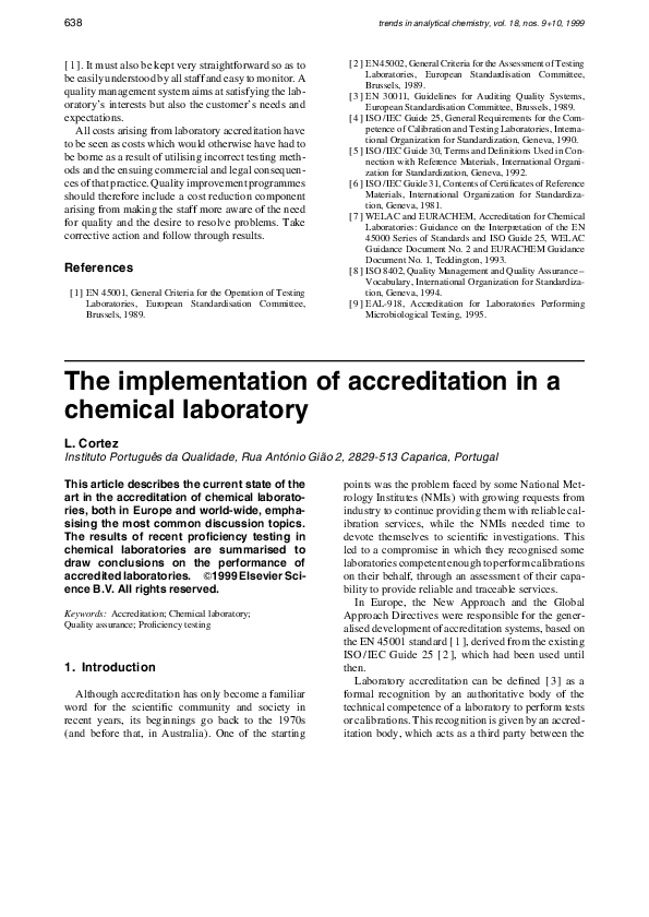 (PDF) The implementation of accreditation in a chemical laboratory
