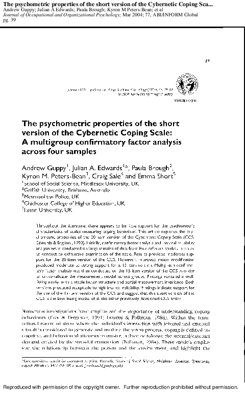 (PDF) The psychometric properties of the short version of the Cybernetic Coping Scale: A ...