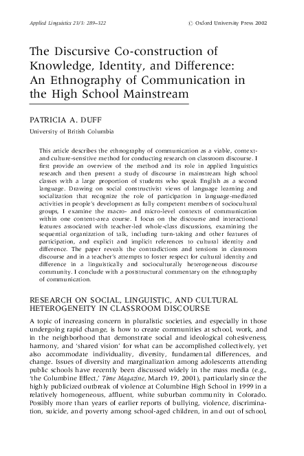 (PDF) The discursive co-construction of knowledge, identity, and ...