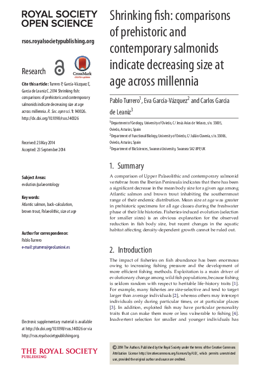 (PDF) Shrinking fish: comparisons of prehistoric and contemporary ...
