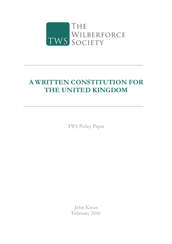 (PDF) A WRITTEN CONSTITUTION FOR THE UNITED KINGDOM