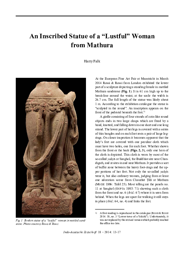 An inscribed statue of a "lustful" woman from Mathura