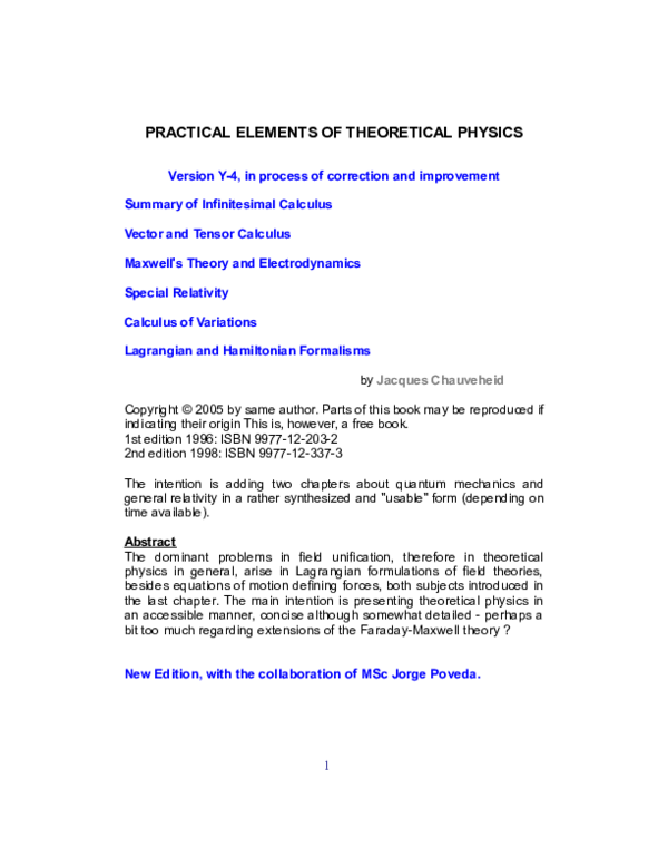 (DOC) PRACTICAL ELEMENTS OF THEORETICAL PHYSICS -Version Y-4