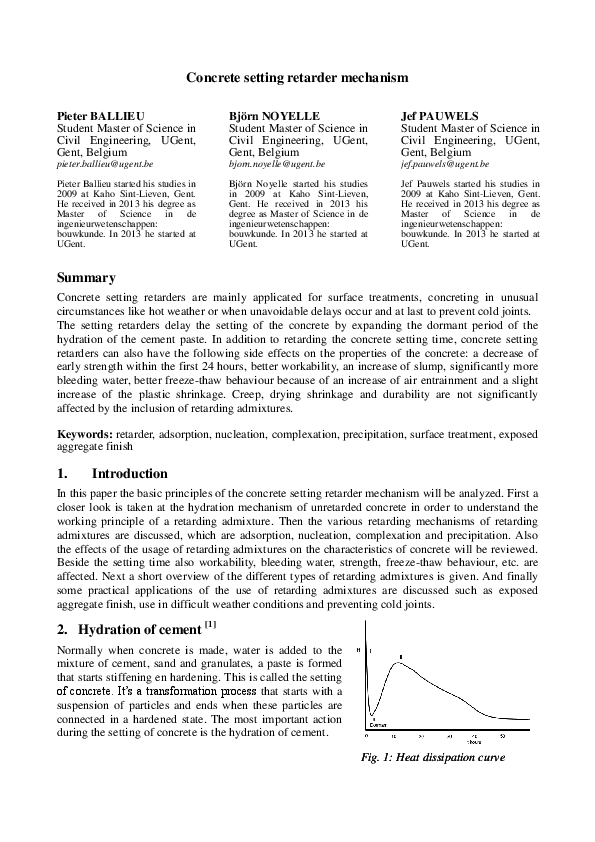 (PDF) Concrete setting retarder mechanism