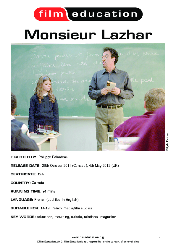 (PDF) Monsieur Lazhar teaching
