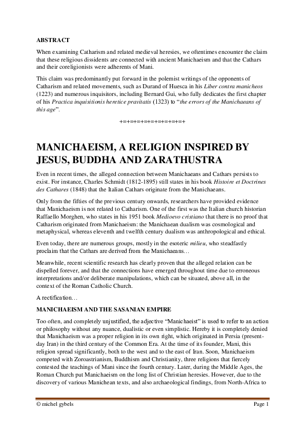 (PDF) The history of Manicheism
