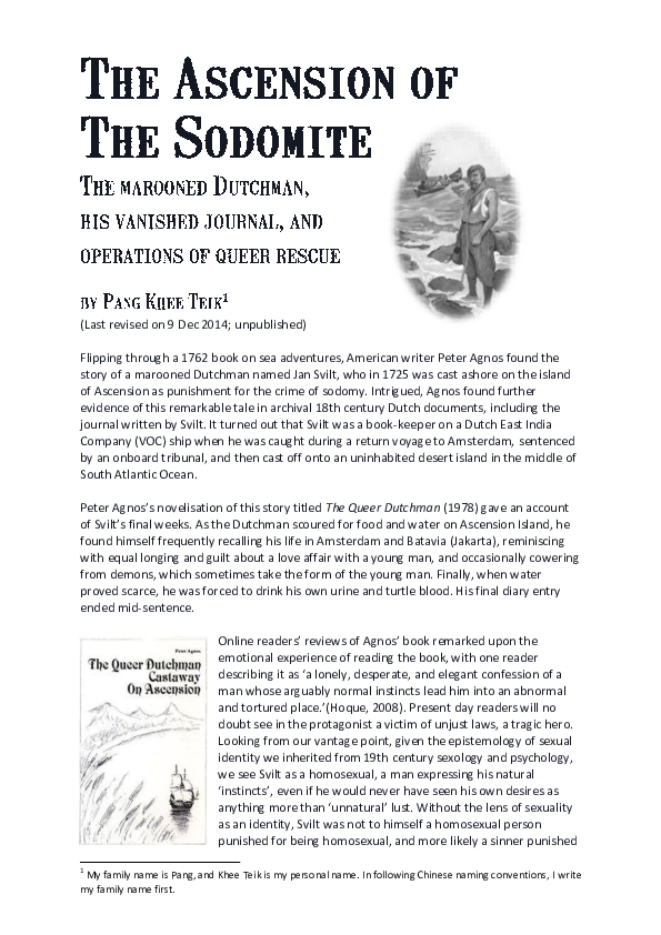 (PDF) The Ascension of The Sodomite: The marooned Dutchman, his ...
