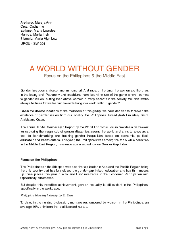 (PDF) A World Without Gender