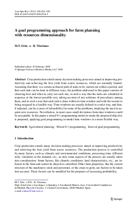 (PDF) A goal programming approach for farm planning with resources ...