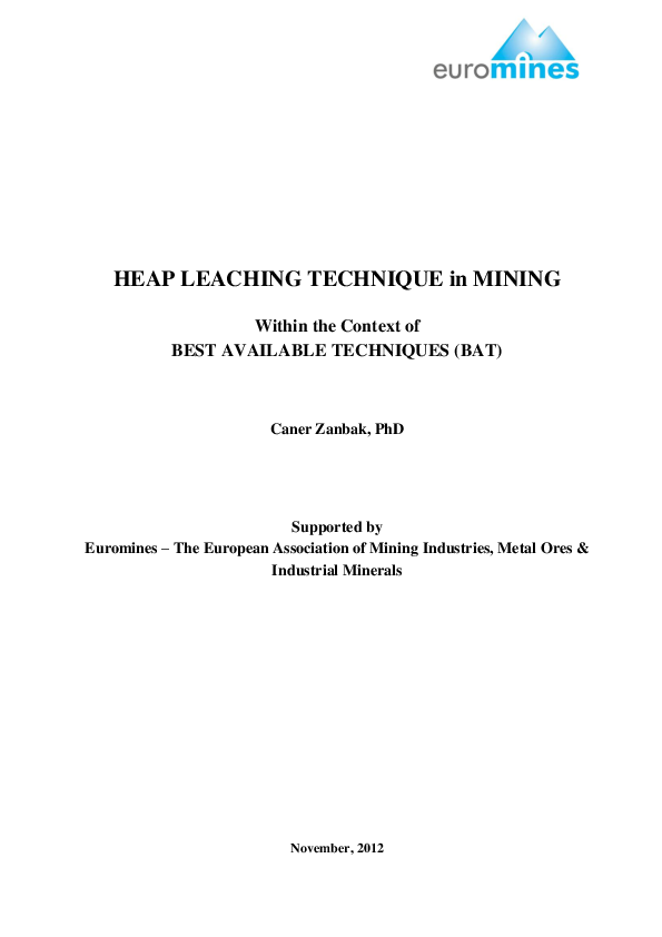 (PDF) HEAP LEACHING Technique as a Best Available Technique (BAT)
