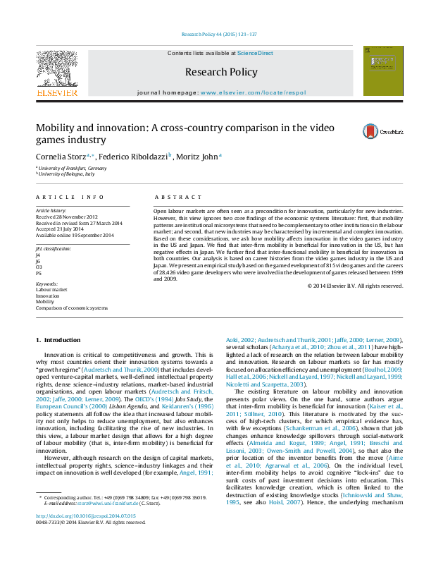 Mobility and Innovation: A Cross-Country Comparison in the Video Game ...
