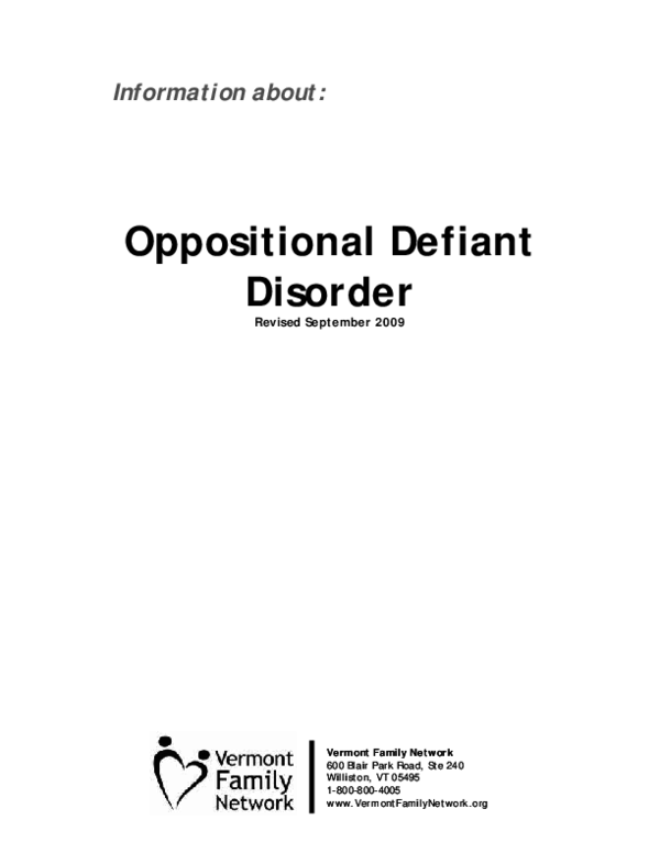 (PDF) Oppositional Defiant Disorder