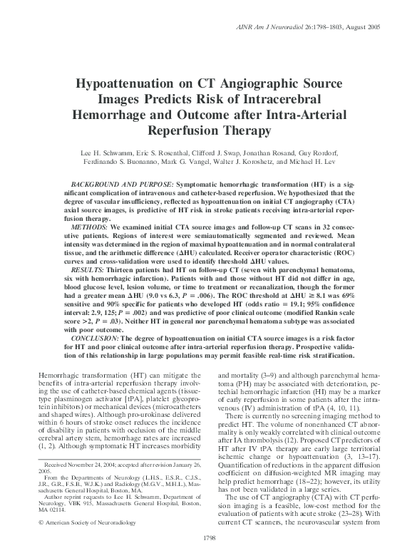 (PDF) Hypoattenuation on CT Angiographic Source Images Predicts Risk of ...