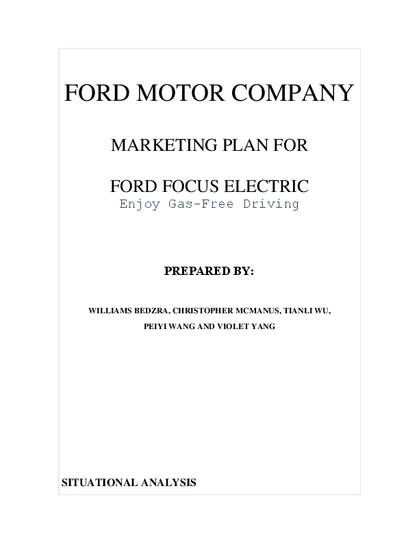 (DOC) FORD MOTOR COMPANY MARKETING PLAN FOR FORD FOCUS ELECTRIC Enjoy ...