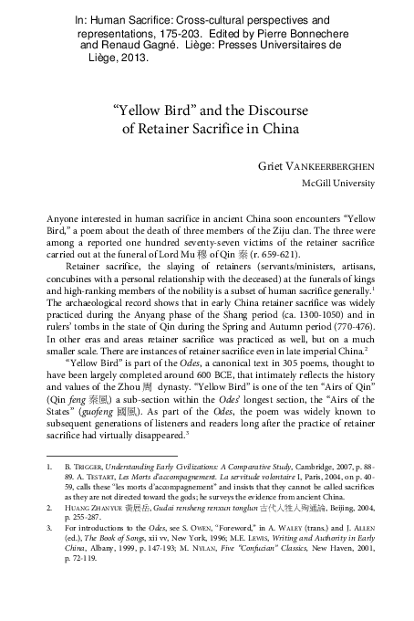 (PDF) “‘Yellow Bird’ and the Discourse on Retainer Sacrifice in China ...