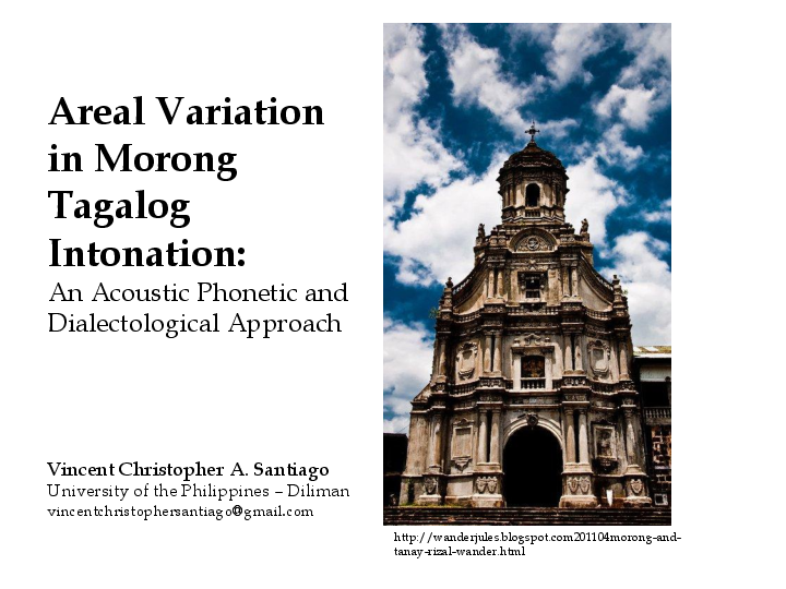 (PDF) Areal variation in Morong Tagalog intonation: An acoustic ...