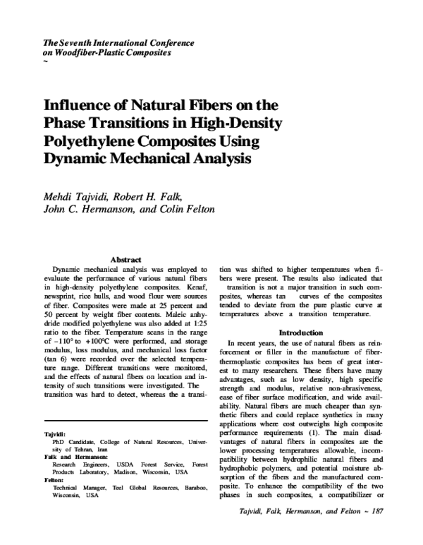 (PDF) Influence of Natural Fibers on the Phase Transitions in High ...