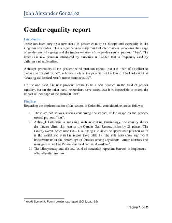 (DOC) Gender equality report