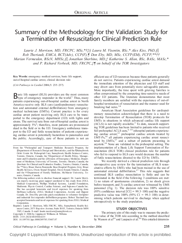 (PDF) Summary of the Methodology for the Validation Study for a ...