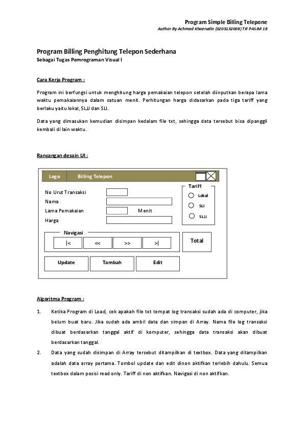 (PDF) billing sederhana dengan visual basic