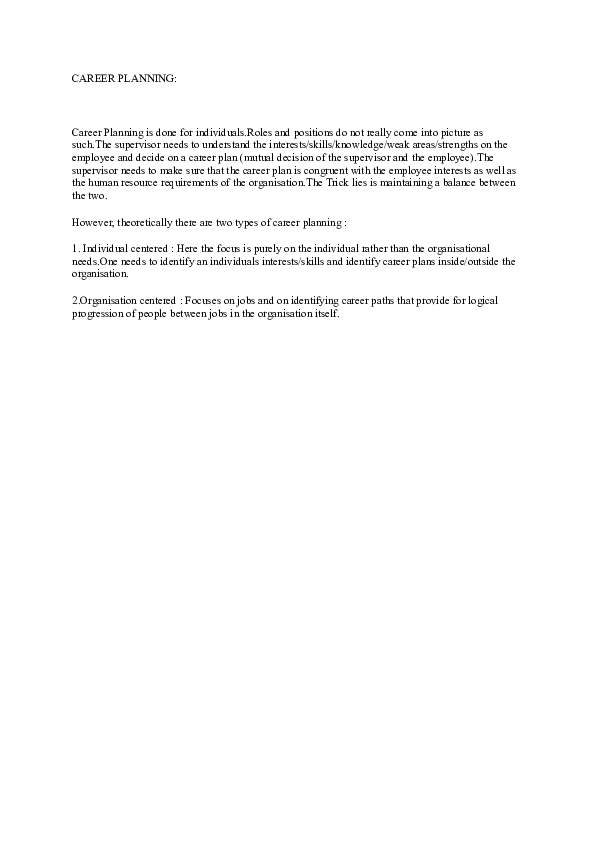 (DOC) CAREER PLANNING