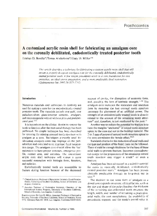 (PDF) A customized acrylic resin shell for fabricating an amalgam core ...