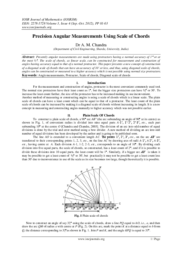 (PDF) Precision Angular Measurements Using Scale of Chords