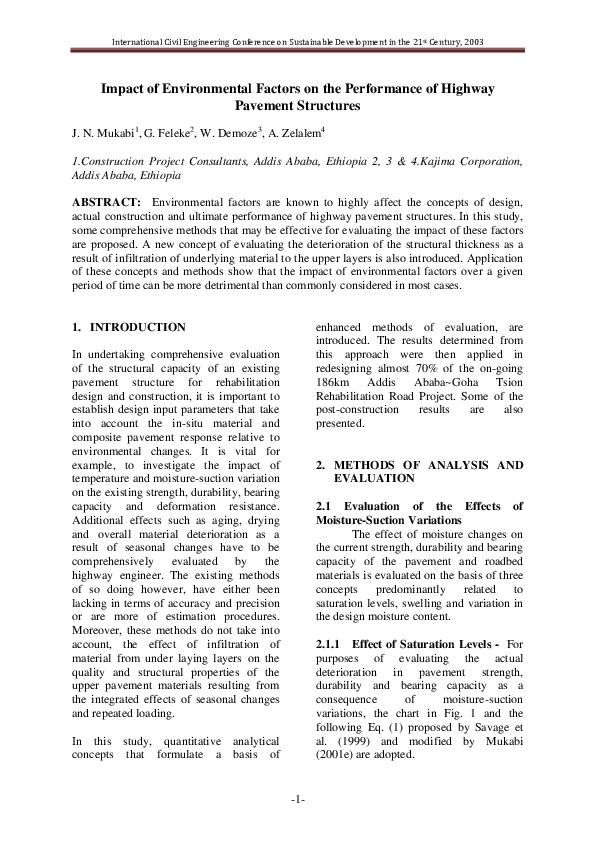 (PDF) Impact of Environmental Factors on the Performance of Highway ...