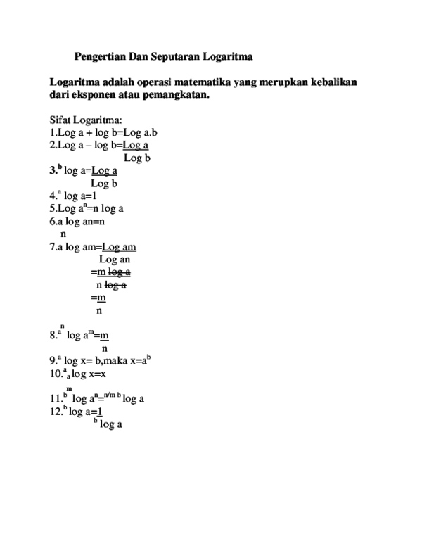 Doc Pengertian Dan Seputaran Logaritma