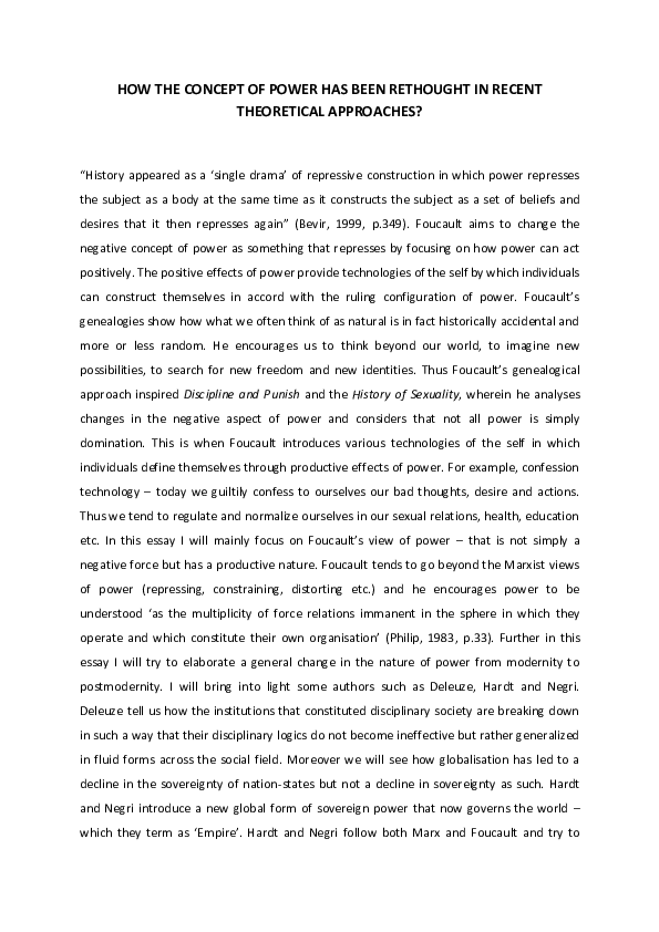 (PDF) HOW THE CONCEPT OF POWER HAS BEEN RETHOUGHT IN RECENT THEORETICAL ...