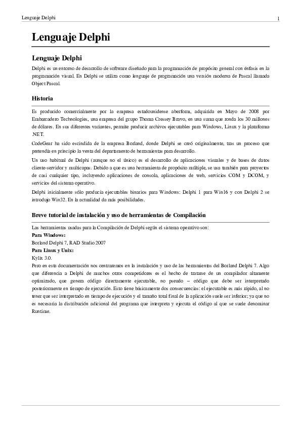 (PDF) Lenguaje Delphi 1 Lenguaje Delphi