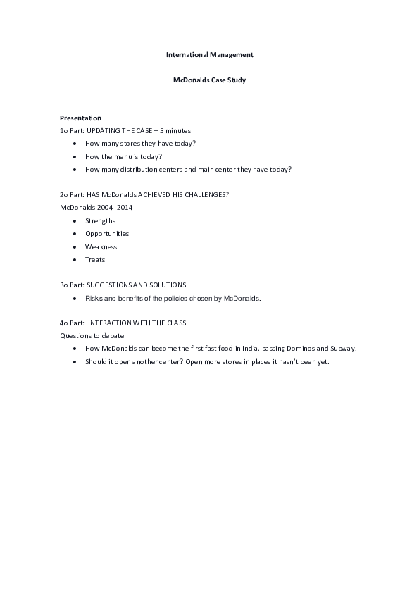 (DOC) Mc Donalds Case Study