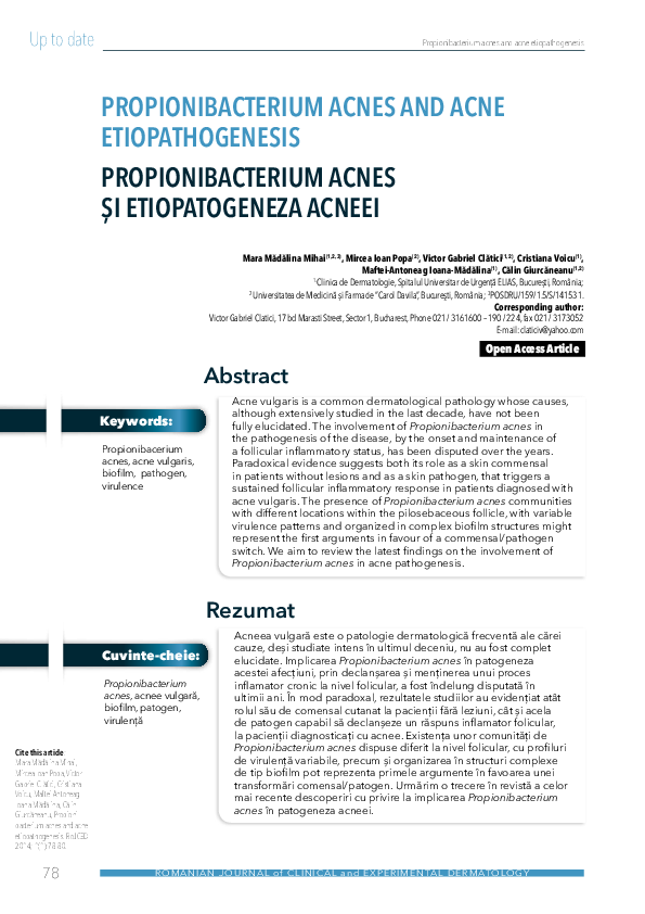 (PDF) Propionibacterium acnes and acne etiopahogenesis ...