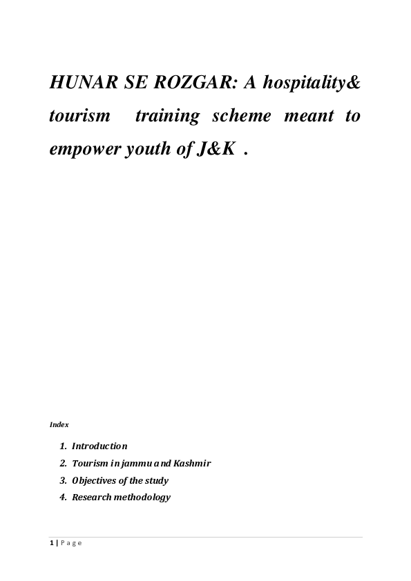 (DOC) Hunar se Rozgar: A hospitality& tourism management training ...