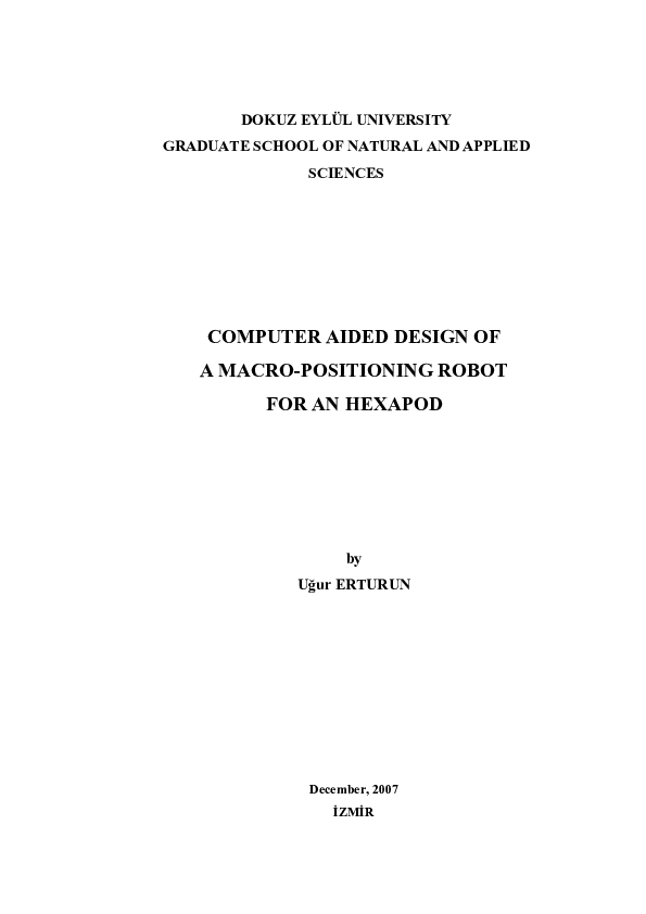 Pdf Computer Aided Design Of A Macro Positioning Robot For An Hexapod