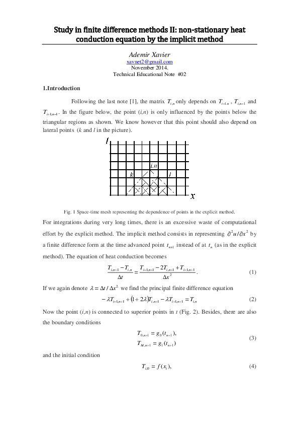 (PDF) Study in finite difference methods II: non-stationary heat ...