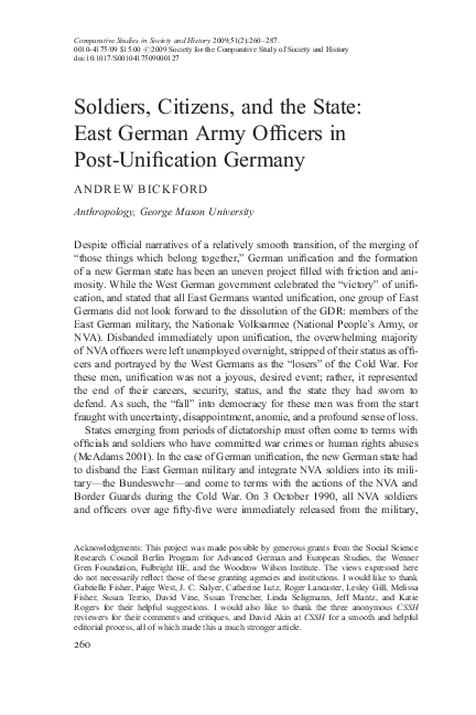 (PDF) Soldiers, Citizens, and the State: East German Army Officers in ...