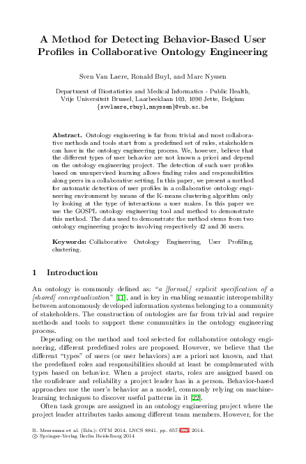 Pdf A Method For Detecting Behavior Based User Profiles In Collaborative Ontology Engineering