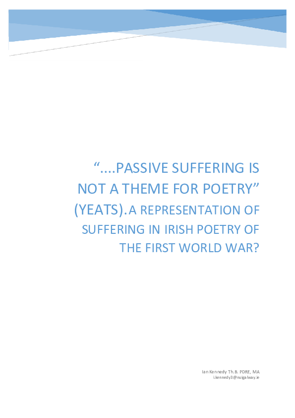 (PDF) 'Passive Suffering is not a theme for Poetry.' A Representation ...
