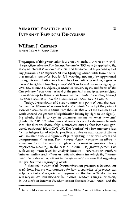 (PDF) Semiotic Practice and Internet Freedom Discourse